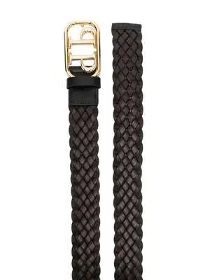 Philipp Plein Braided Logo Buckle Belt - Brown