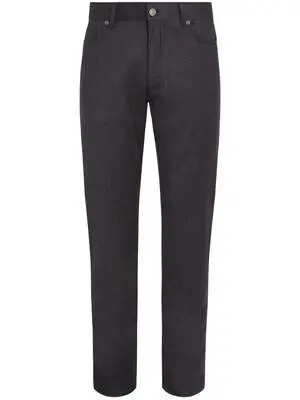 Zegna Roccia Stonewashed Wool Trousers - Black