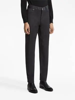 Zegna Roccia Stonewashed Wool Trousers - Black
