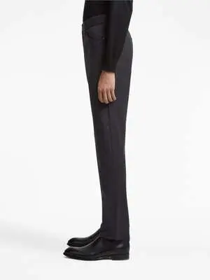 Zegna Roccia Stonewashed Wool Trousers - Black
