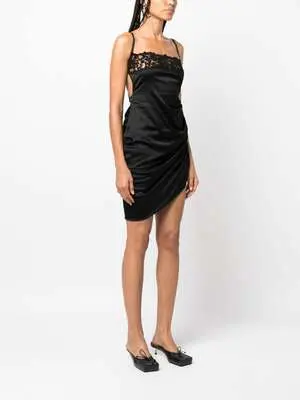 Jacquemus La Saudade Brodée Satin Minidress - Black
