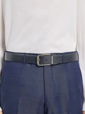 Zegna Grained Leather Reversible Belt