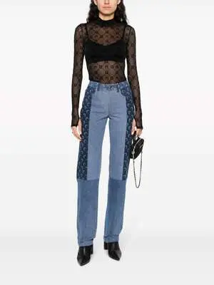 MARINE SERRE Regenerated Patchwork Straight-leg Jeans - Blue