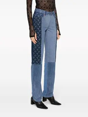 MARINE SERRE Regenerated Patchwork Straight-leg Jeans - Blue