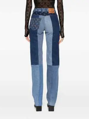 MARINE SERRE Regenerated Patchwork Straight-leg Jeans - Blue