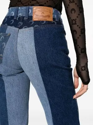 MARINE SERRE Regenerated Patchwork Straight-leg Jeans - Blue