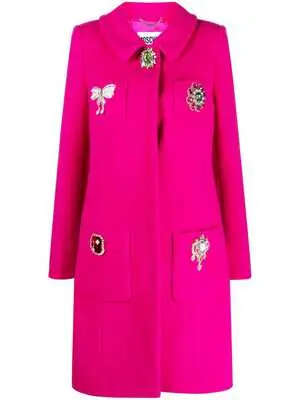 Moschino Brooch-embellished Single-breasted Coat