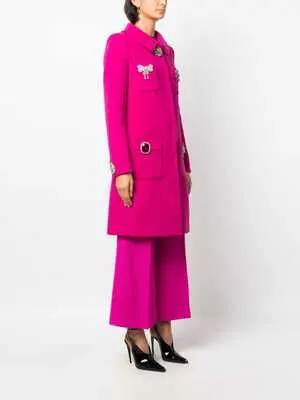 Moschino Brooch-embellished Single-breasted Coat