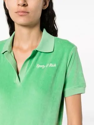 Sporty & Rich Towelling-finish Polo Shirt - Green
