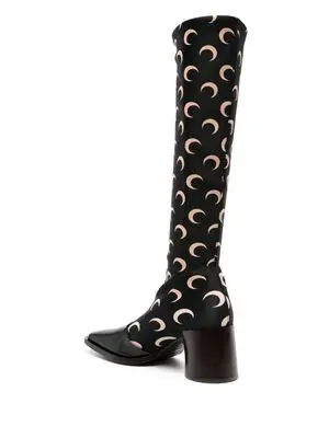 MARINE SERRE Regenerated Jersey Knee-high Boots