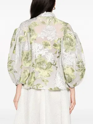 GEMY MAALOUF Floral-jacquard Organza Blouse