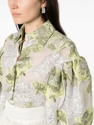 GEMY MAALOUF Floral-jacquard Organza Blouse