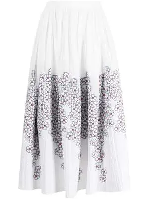 GEMY MAALOUF Floral-print Jacquard Midi Skirt - White