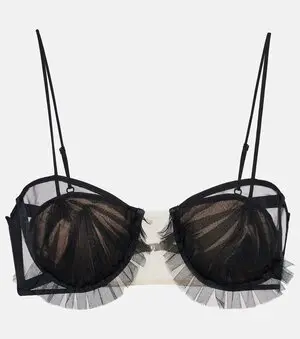 NENSI DOJAKA Exploding Flower Tulle Bra - Black