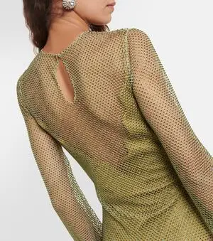 Galvan Gloria Crystal-embellished Maxi Dress - Green