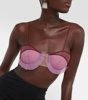NENSI DOJAKA Exploding Flower Tulle Bra - Pink