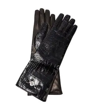 Versace Croc-effect Leather Gloves