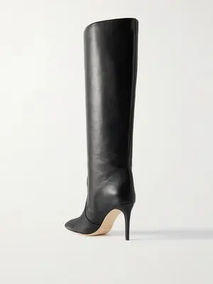 Paris Texas Stiletto Leather Knee High Boots - Black