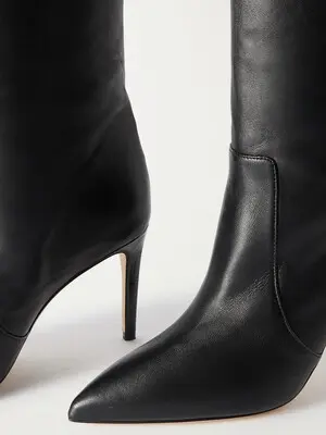 Paris Texas Stiletto Leather Knee High Boots - Black