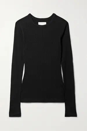 Citizens Of Humanity Net Sustain Bina Ribbed Lyocell-blend Top - Black