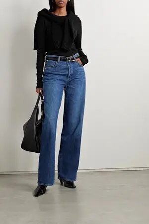 Citizens Of Humanity Net Sustain Bina Ribbed Lyocell-blend Top - Black
