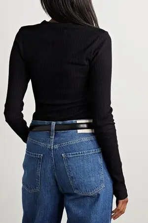 Citizens Of Humanity Net Sustain Bina Ribbed Lyocell-blend Top - Black