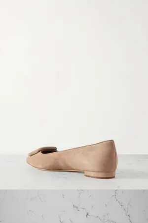 Manolo Blahnik Maysale Suede Flats - Brown