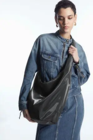 【COS】 High Shine Crossbody Bag Navy Cos High-Shine Shoulder Bag - Blue | Editorialist