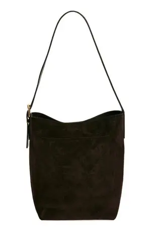 Madewell Essentials Suede Bucket Bag - Dark Carob