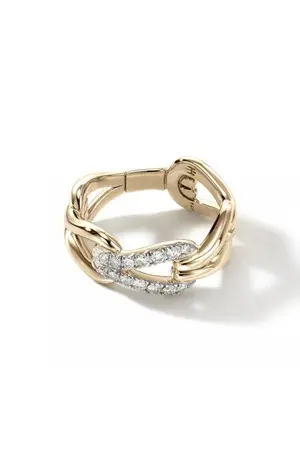John Hardy John Hardy Surf Pavé Diamond Link Ring Gold