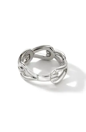 John Hardy Surf Pavé Diamond Link Ring - Silver