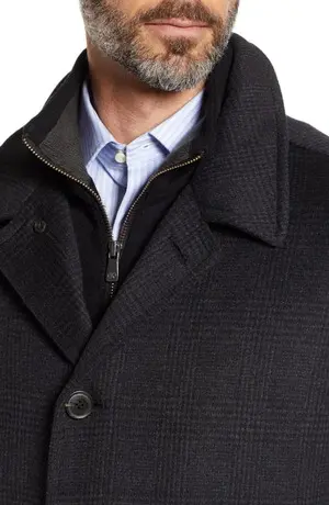 Hart Schaffner Marx Macbeth Wool Blend Car Coat - Charcoal Plaid