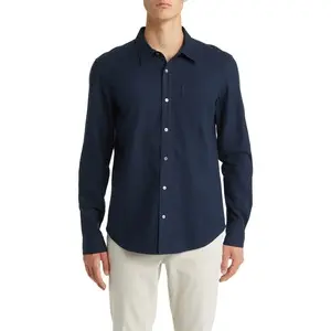 FRAME Brushed Cotton Blend Button-up Shirt - Midnight Blue