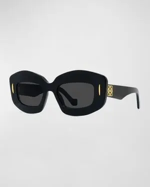 Loewe Apos;s Anagram Acetate-nylon Rectangle Sunglasses - Sblk/smk