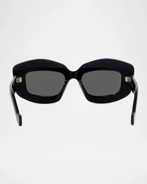 Loewe Apos;s Anagram Acetate-nylon Rectangle Sunglasses - Sblk/smk