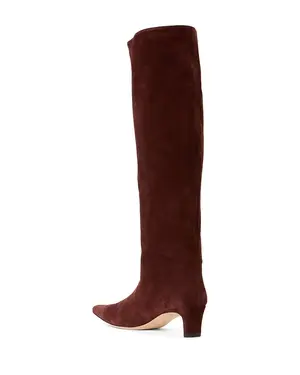 Staud Wally Leather Tall Boots - Mahogany