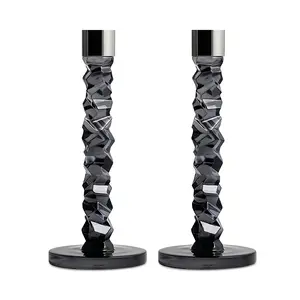 ORREFORS Carat Medium Graphite Candlesticks, Set Of 2 - Graphite/silver