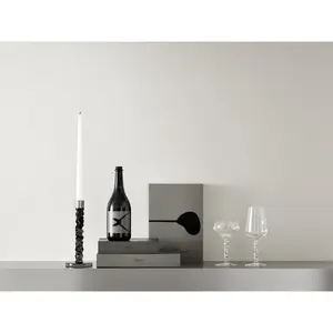 ORREFORS Carat Medium Graphite Candlesticks, Set Of 2