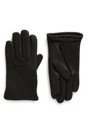 Nordstrom Leather Gloves With Faux Fur Lining - Black