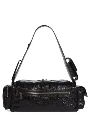 Balenciaga Small Superbusy Crinkle Leather Sling Bag - Black
