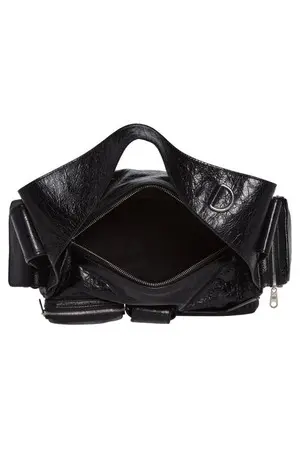 Balenciaga Small Superbusy Crinkle Leather Sling Bag - Black
