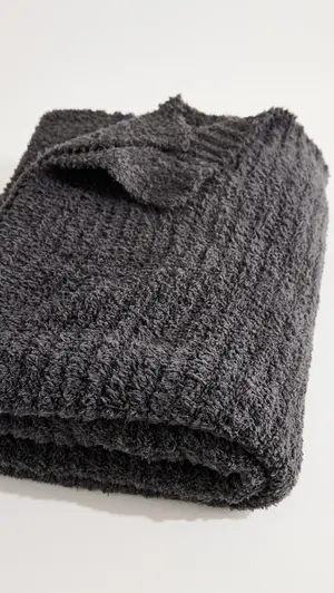 Barefoot Dreams Cozychic Ribbed Throw - Carbon