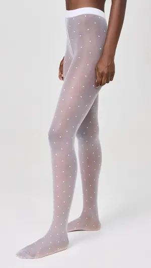 Falke Dot Tights - White