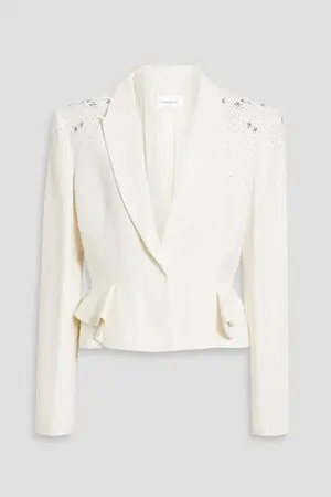 Zuhair Murad Crystal-embellished Crepe Peplum Blazer - Ivory