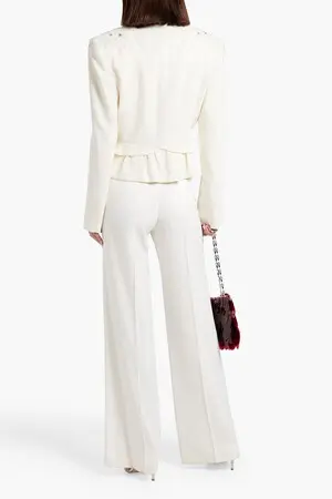 Zuhair Murad Crystal-embellished Pinstriped Peplum Blazer