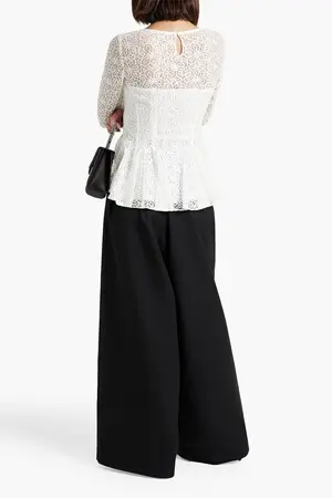 Oscar De La Renta Lace Peplum Top