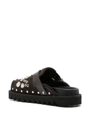 Toga Eyelet-detailing Leather Mules - Brown
