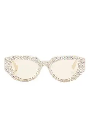 Gucci Double G Rhinestone-embellished Sunglasses Neutrals