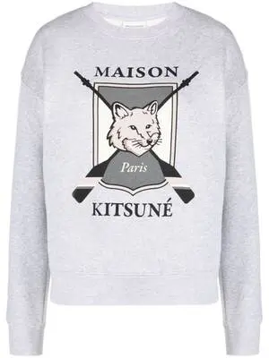 Maison Kitsuné Fox-motif Cotton Sweatshirt - Grey
