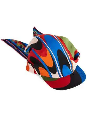 Emilio Pucci Abstract-pattern Silk Visor Hat